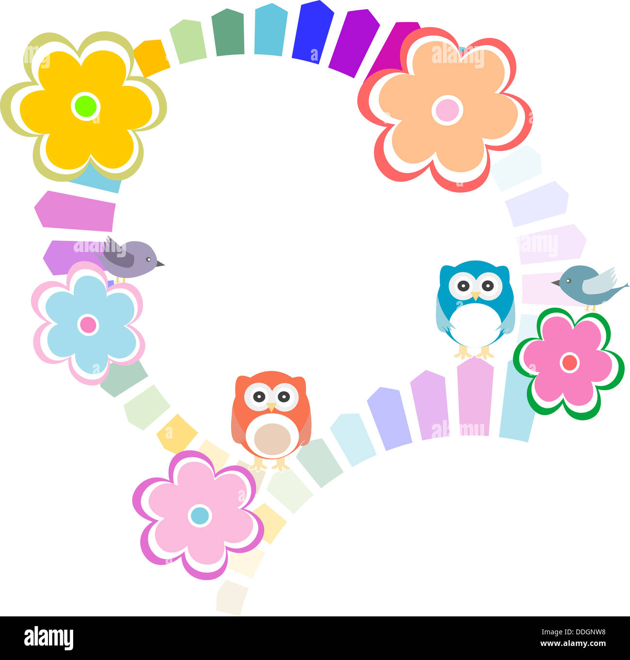 Owl bird couple in love and flowers Stock Photo - Alamy