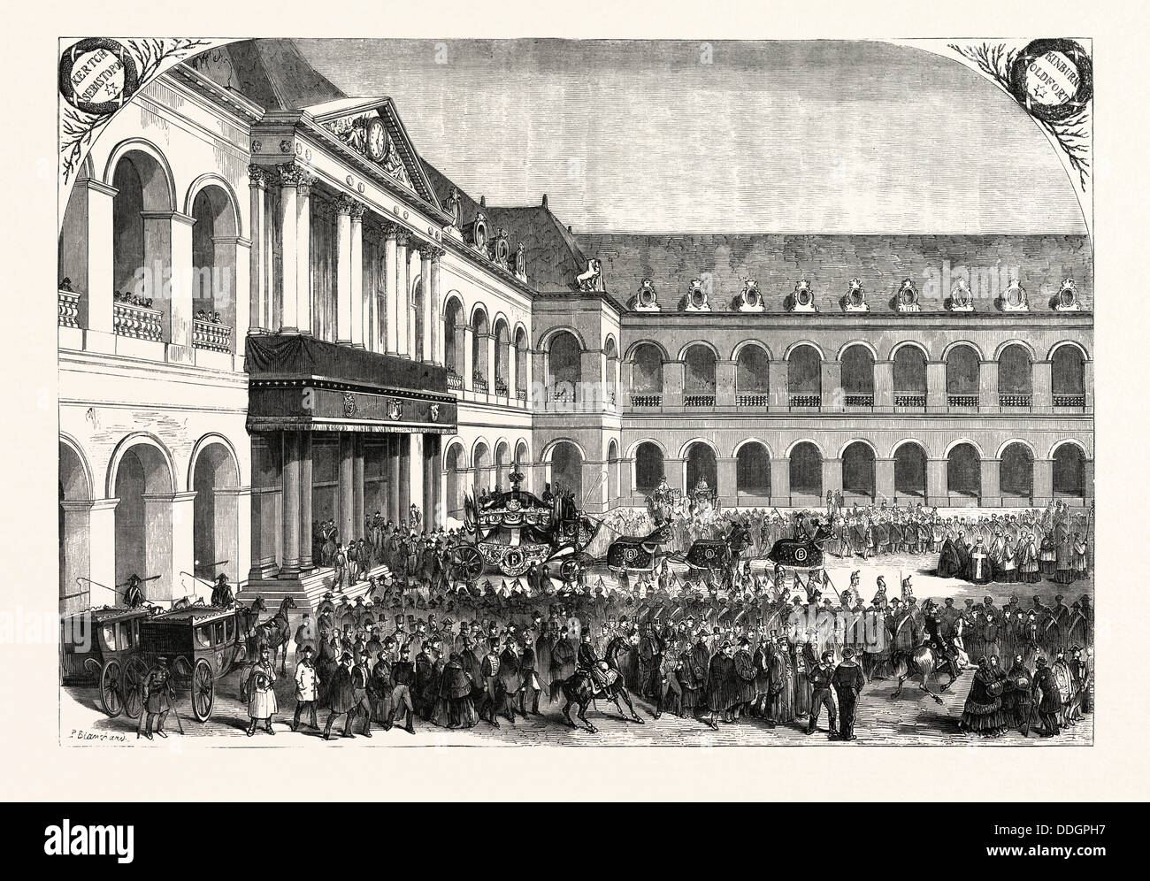 funeral of Admiral Bruet, coming from des Invalides in Paris, France ...