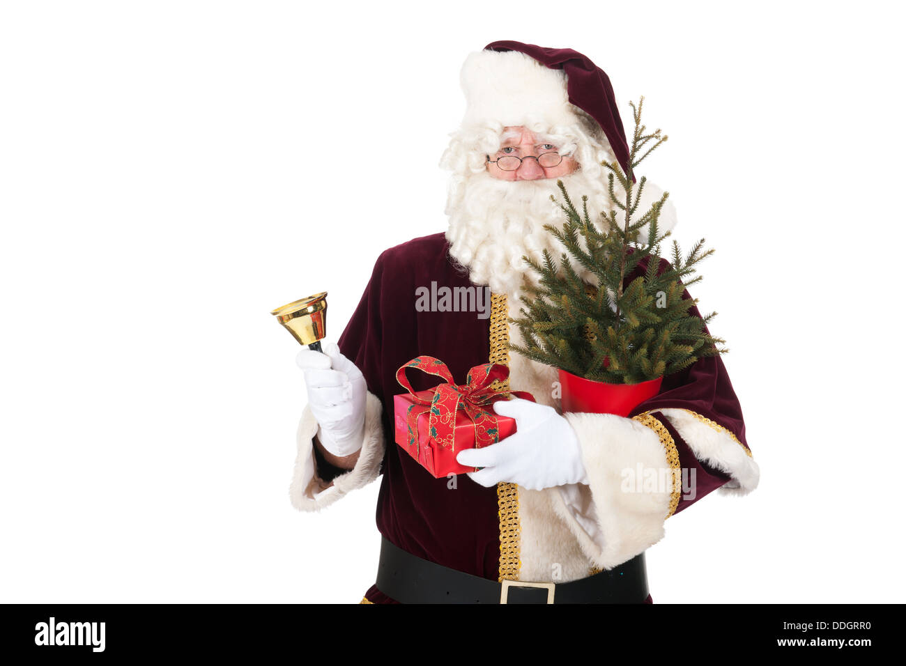 Santa Claus with Christmas tree Stock Photo - Alamy