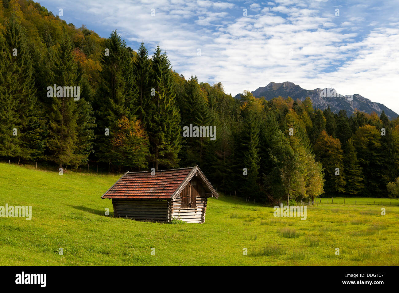 wooden alpine hut in autumn Stock Photo - Alamy