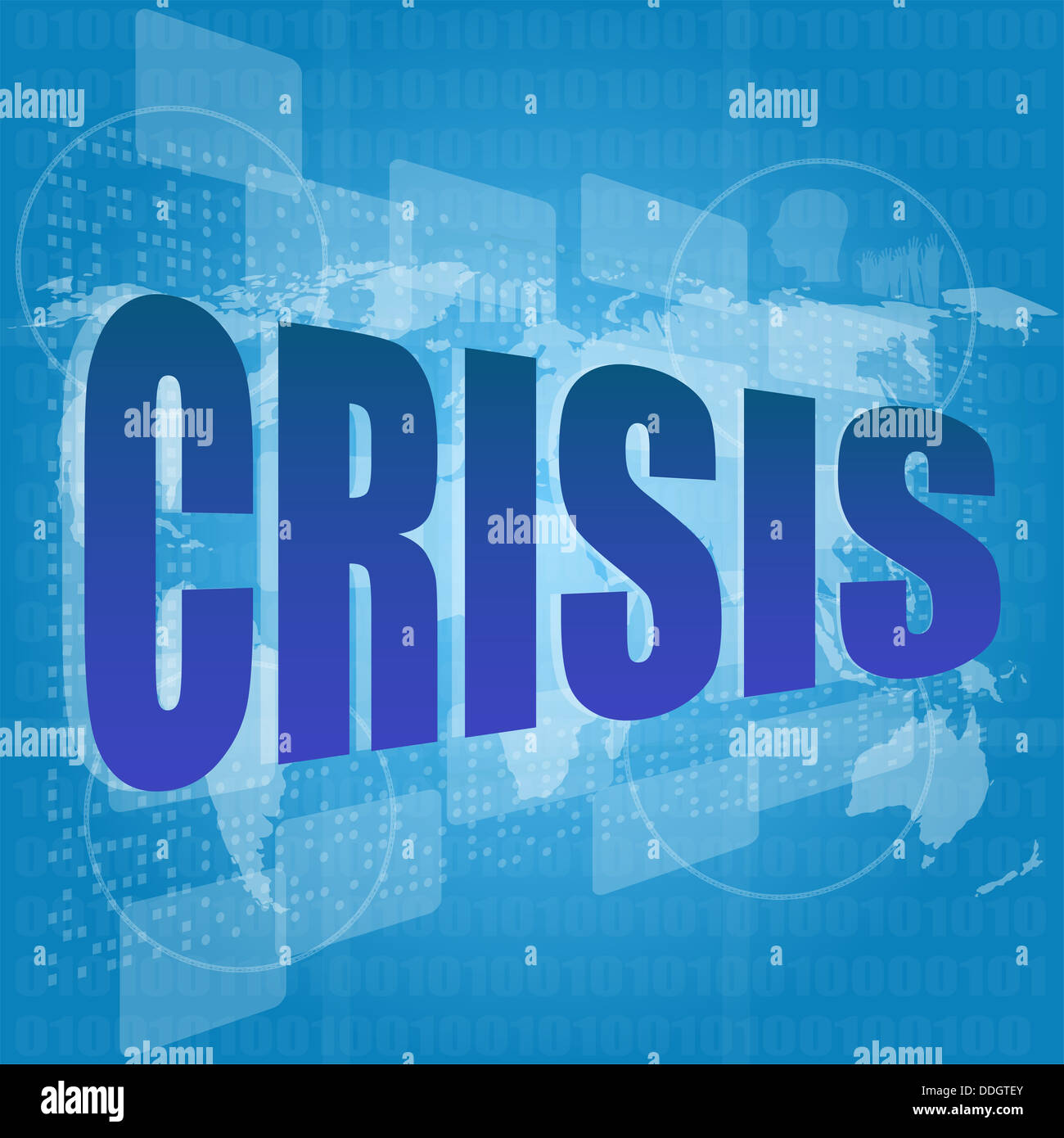 crisis word on digital screen with world map Stock Photo - Alamy