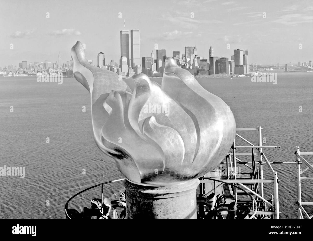 View of the torch platform of the Statue of Liberty looking east at New ... View of the torch platform of the Statue of Liberty looking east at New ...