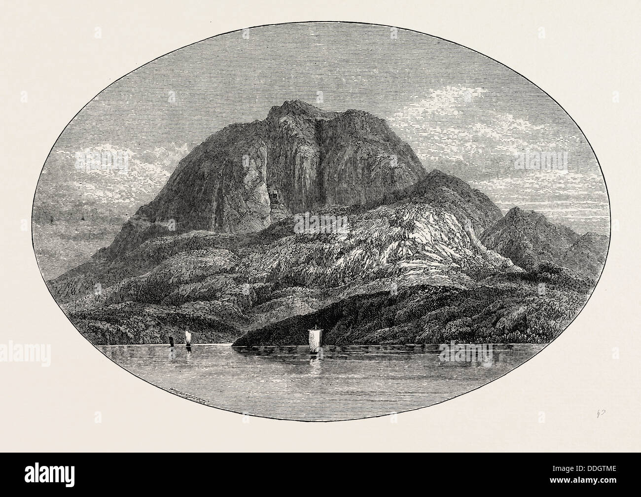 TORGHATTEN FROM THE EAST. Torghatten is a mountain on Torget island in ...