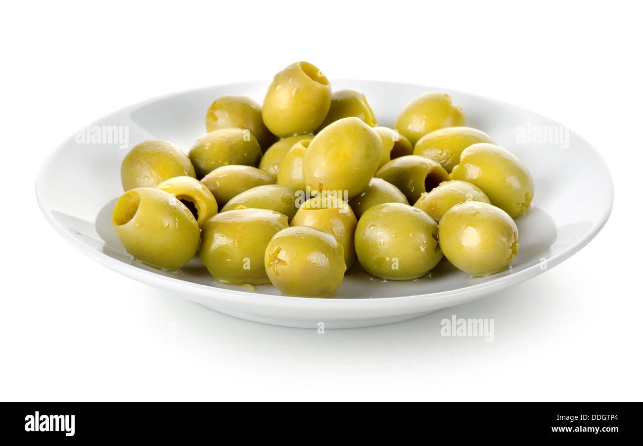 Olives in a plate isolated Stock Photo - Alamy