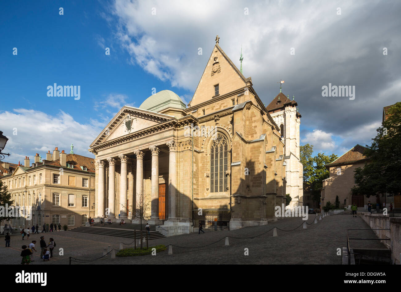 exterior of St. Pierre Cathedral, Geneva, Switzerland Stock Photo - Alamy