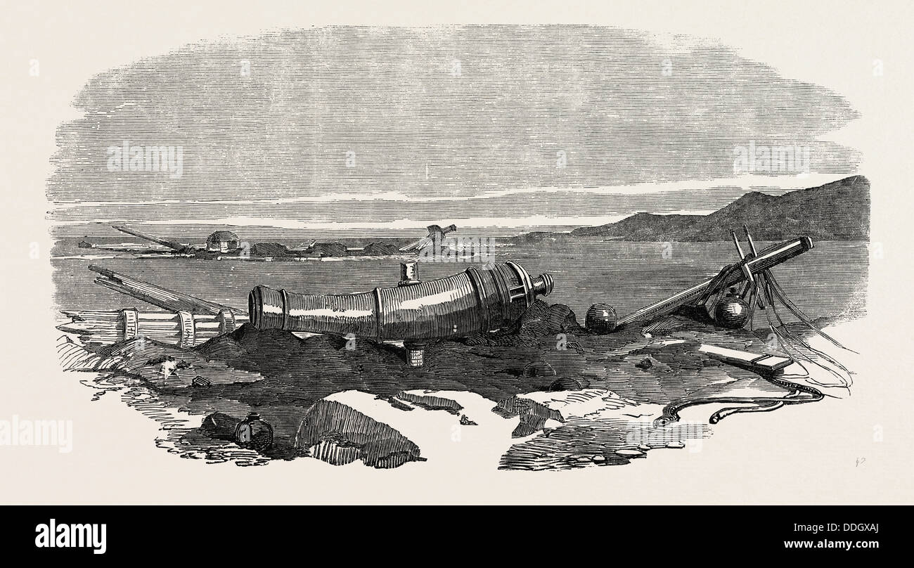 24-POUNDER BRASS GUN, AND REMAINS OF TURKISH FRIGATE, AT SINOPE Stock ...