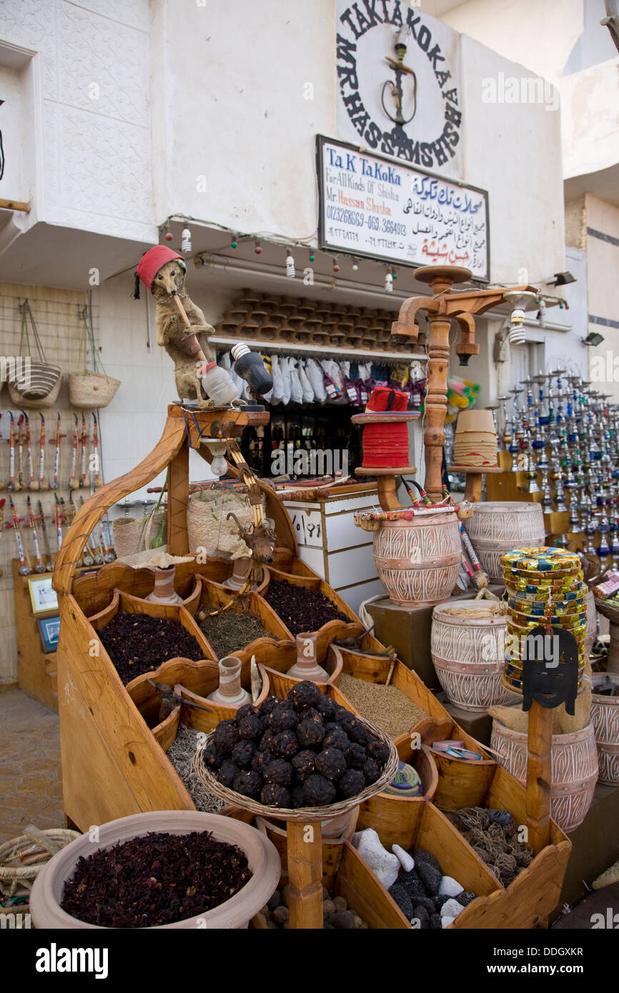 Spices on display at a market stall in Dahab, Sinai Peninsula, Egypt ...