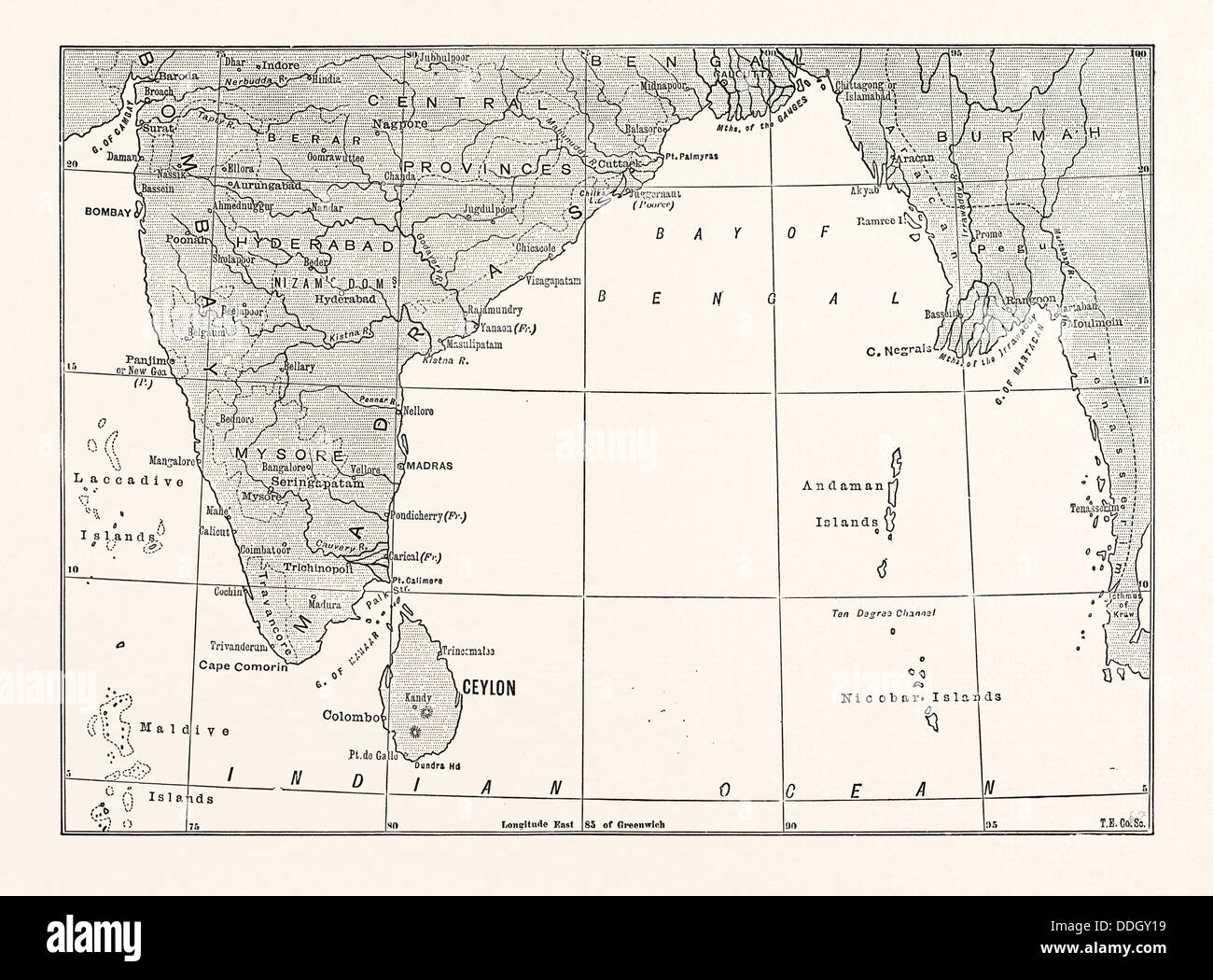 19th century india map hi-res stock photography and images - Alamy