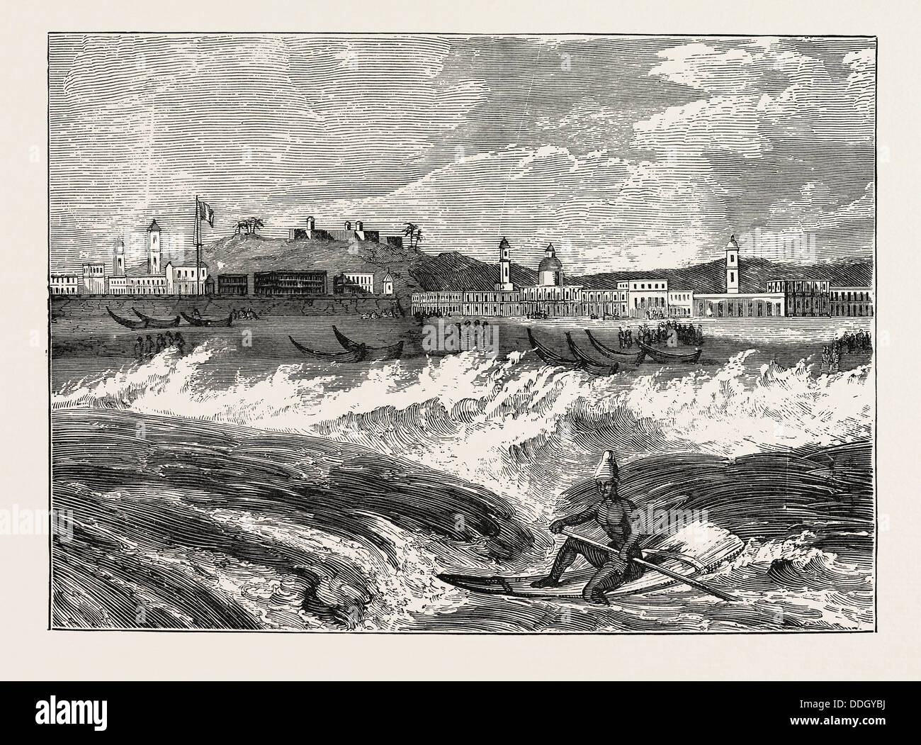 A KATAMARAN IN THE SURF BEFORE MADRAS Stock Photo - Alamy