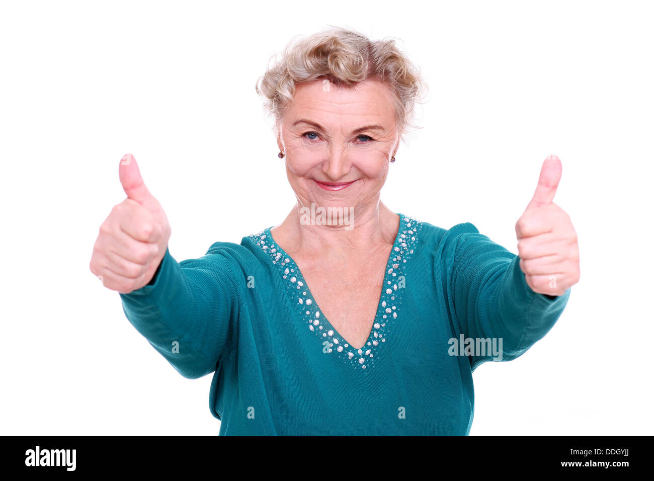 Happy old lady isolated Stock Photo - Alamy