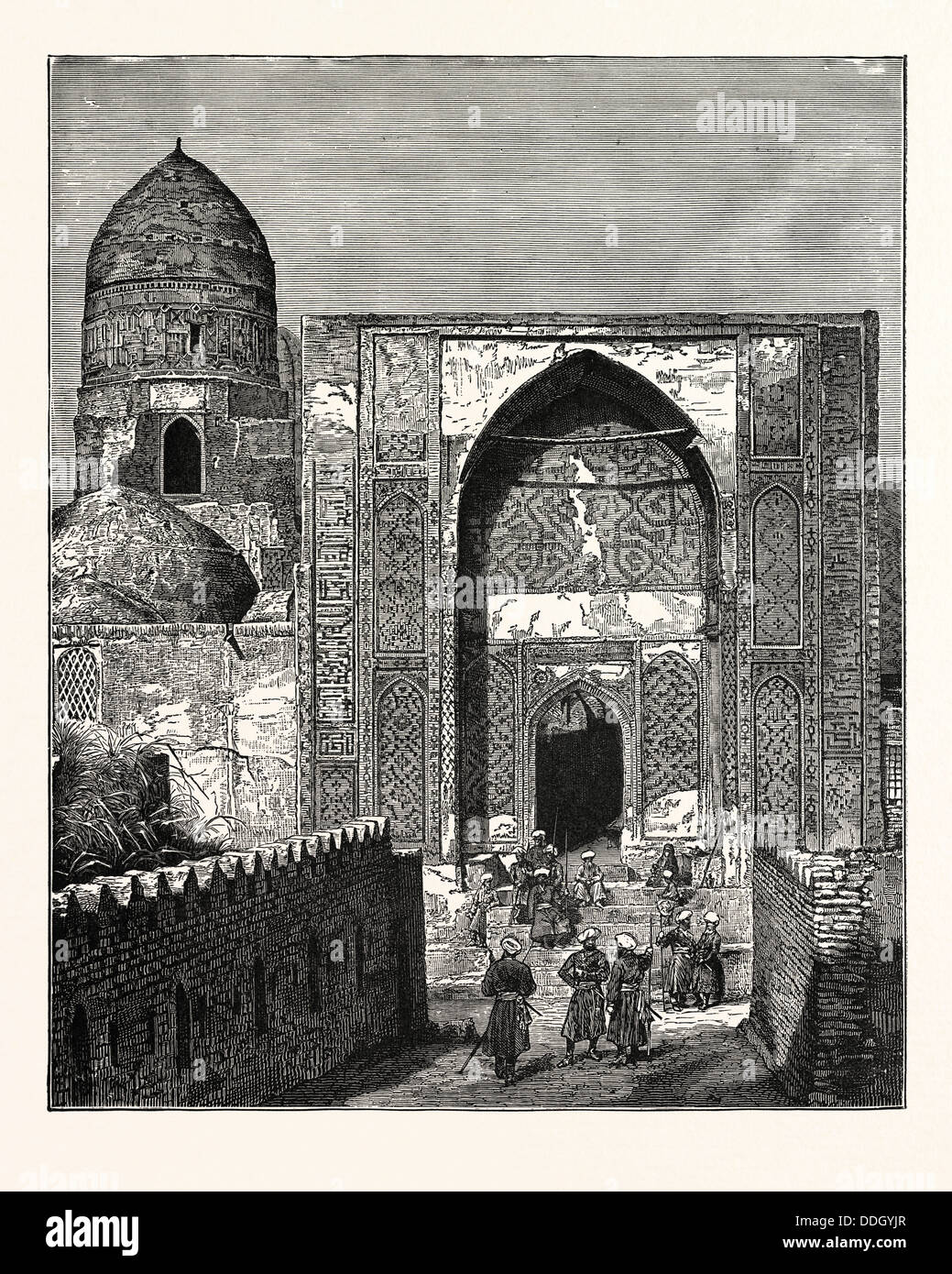 NATIVE POLICE AT THE GATE OF THE MOSQUE OF SHAH ZINDEH, SAMARCAND Stock ...