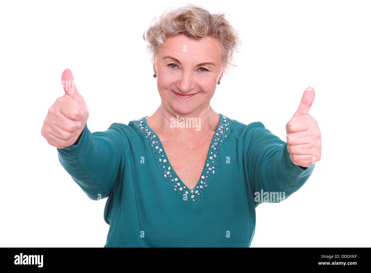 Happy old lady isolated Stock Photo - Alamy