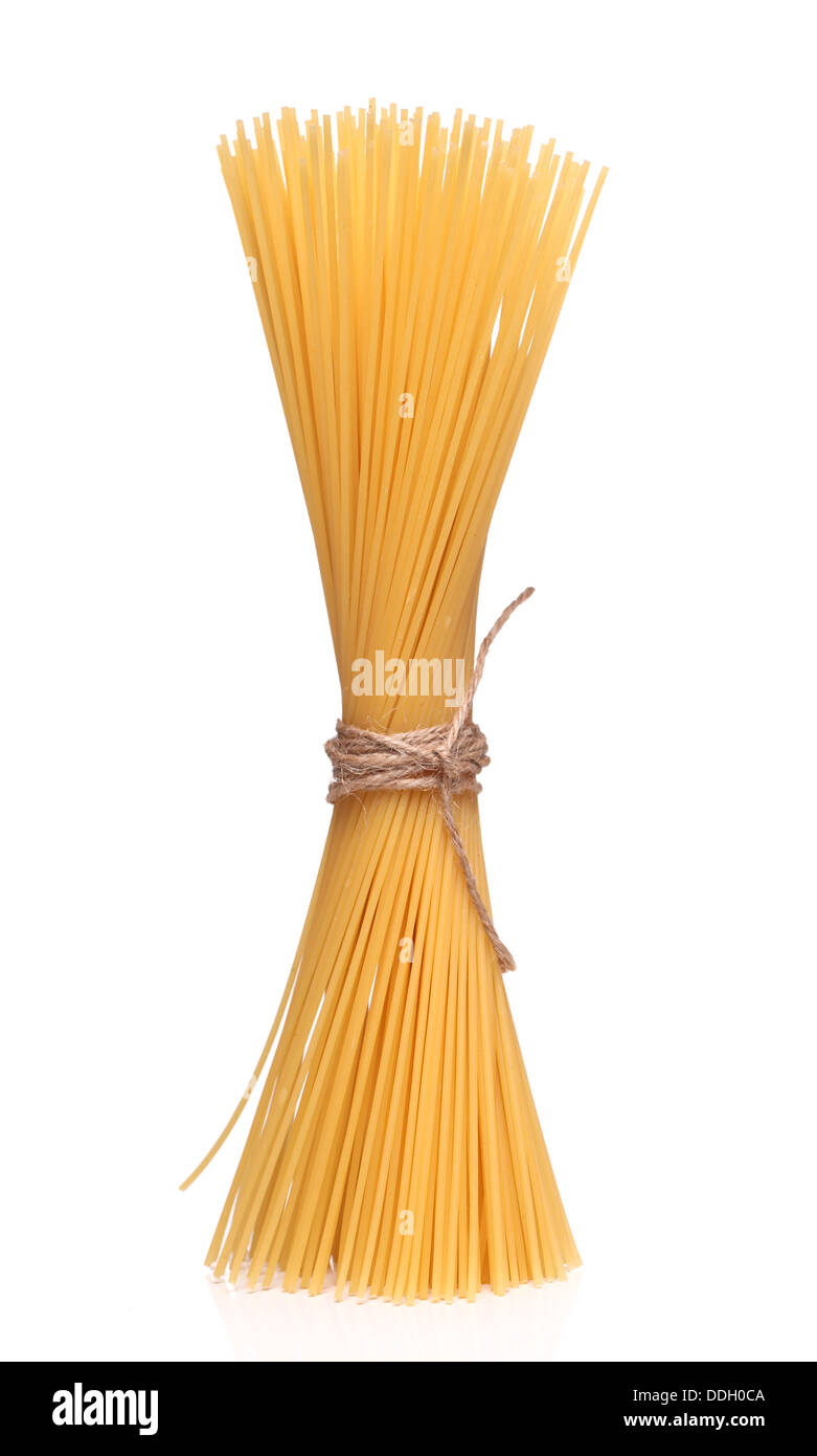 Golden spaghetti isolated Stock Photo - Alamy