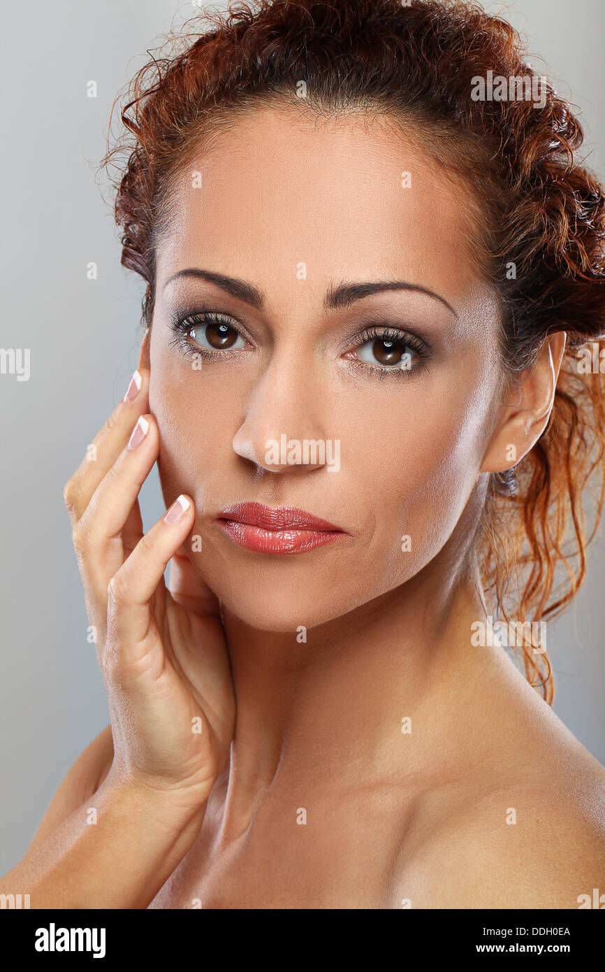 Beautiful natural middle aged woman Stock Photo - Alamy