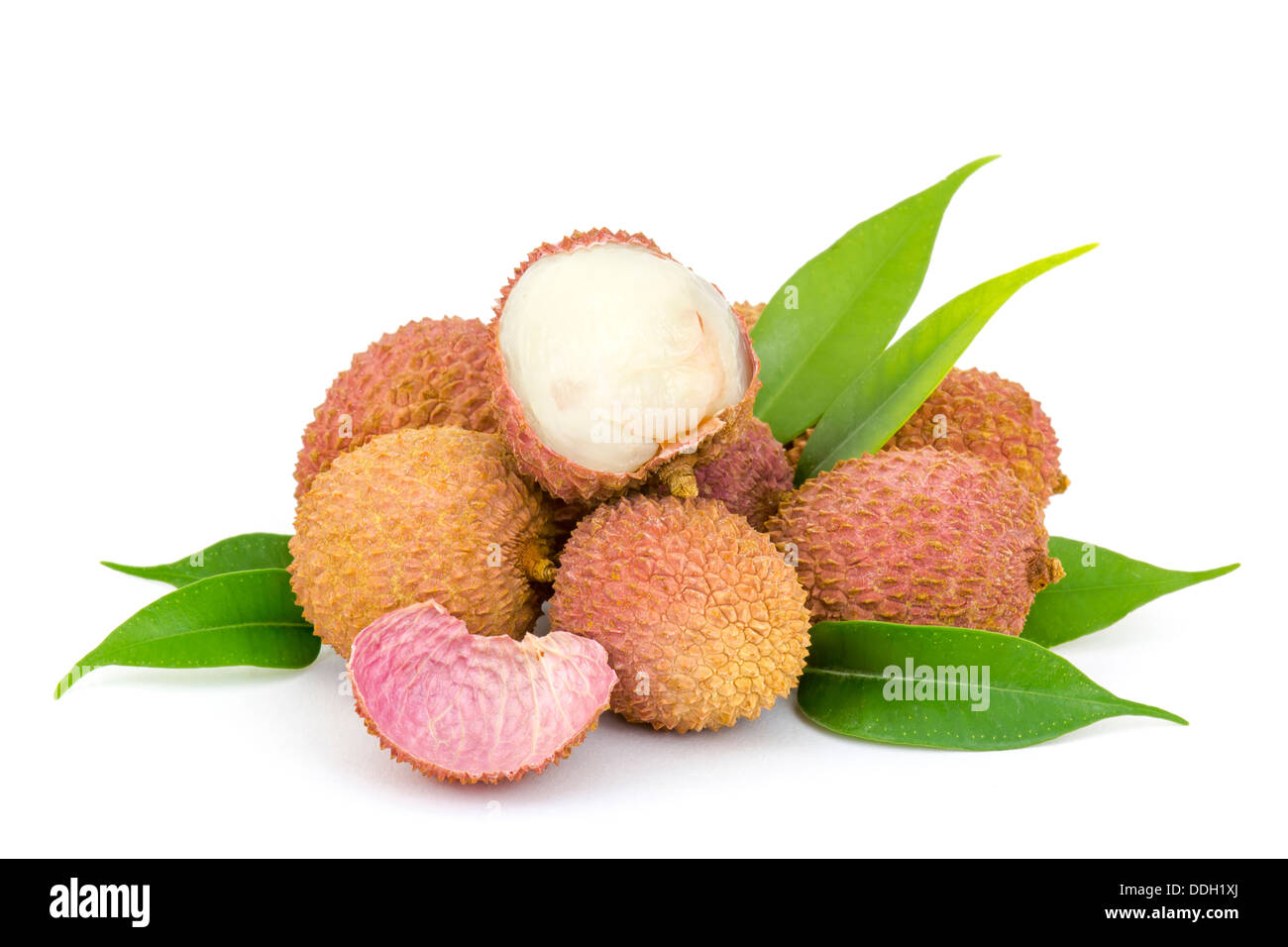 fresh lychees on white background Stock Photo - Alamy