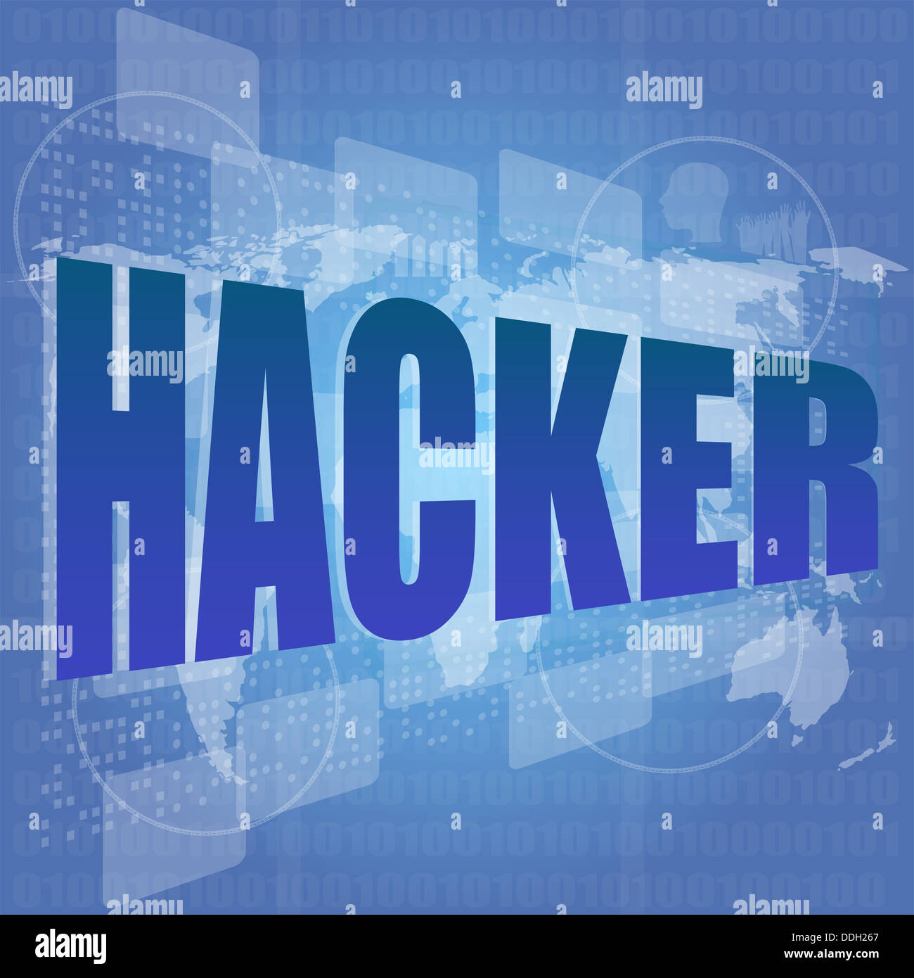 hacker word on digital screen. Computer security concept Stock Photo ...