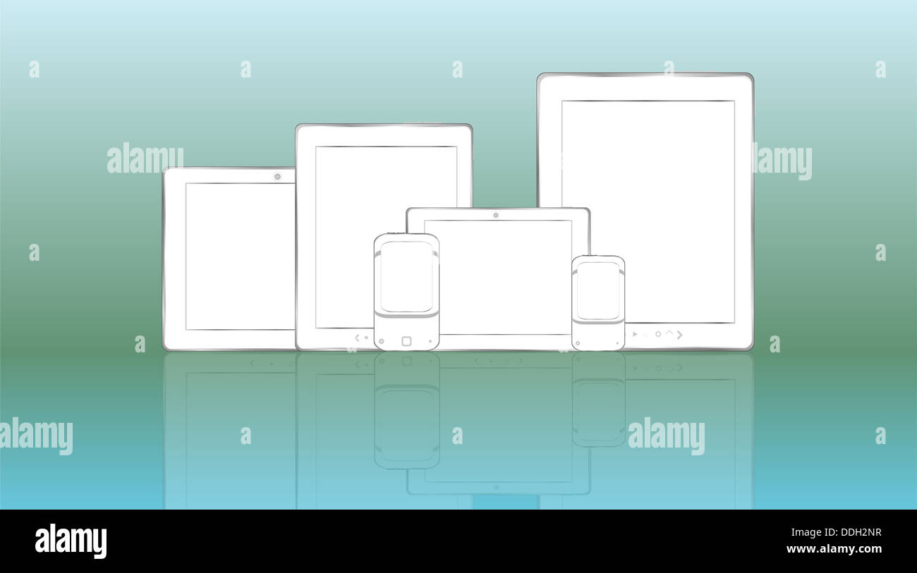 mobile phones and tablet pc set Stock Photo - Alamy