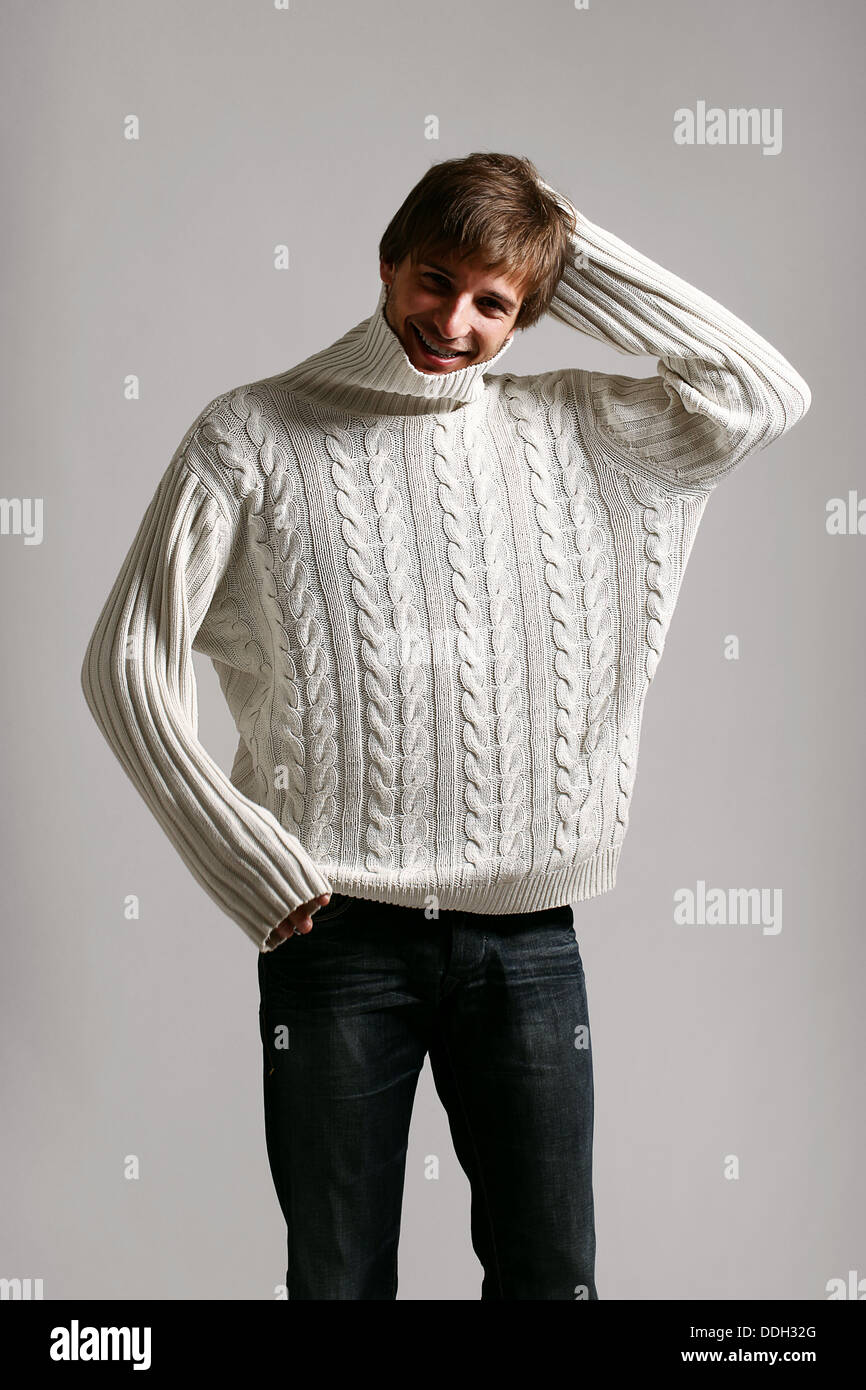 Portrait of handsome man wearing in sweater Stock Photo - Alamy