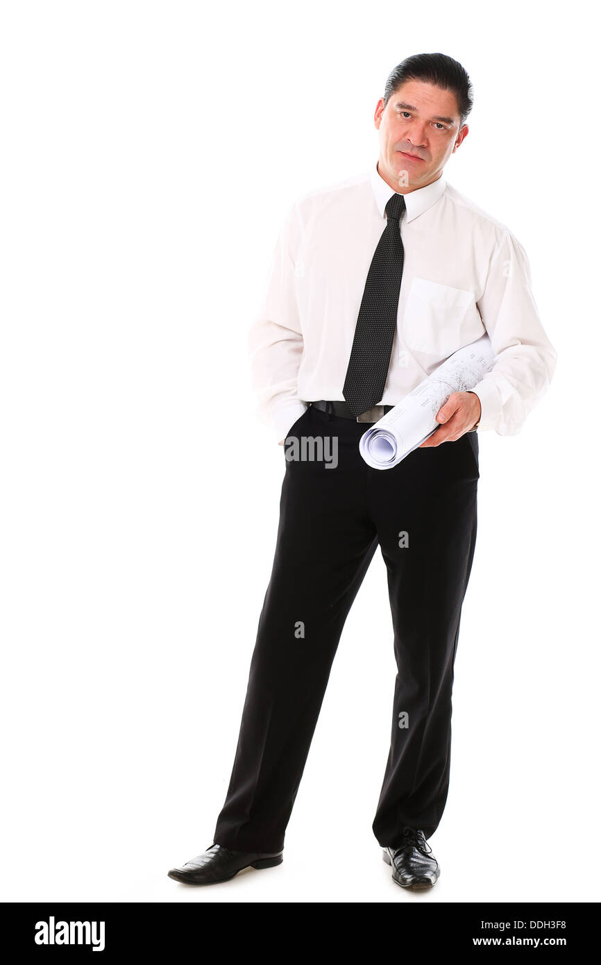 Mid aged architect holding building plans Stock Photo - Alamy Mid aged architect holding building plans Stock Photo - Alamy
