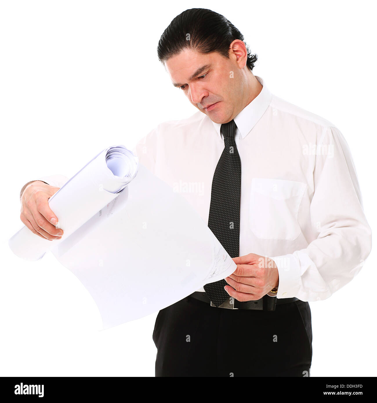 Mid aged architect holding building plans Stock Photo - Alamy Mid aged architect holding building plans Stock Photo - Alamy