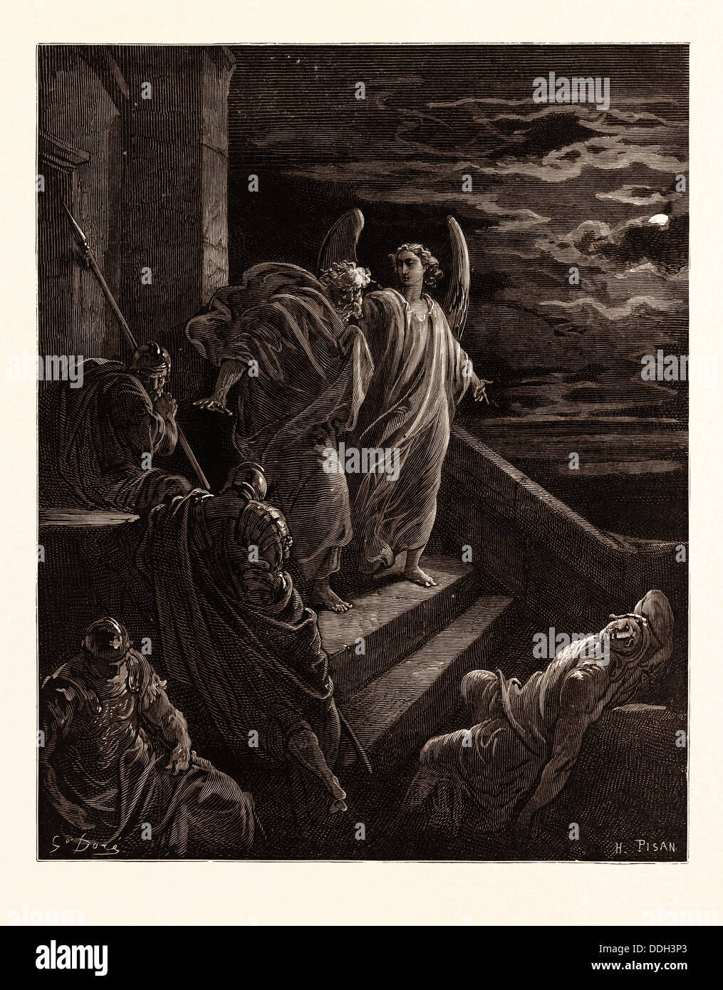 SAINT PETER DELIVERED FROM PRISON, BY GUSTAVE DORÉ. Dore, 1832 - 1883 ...