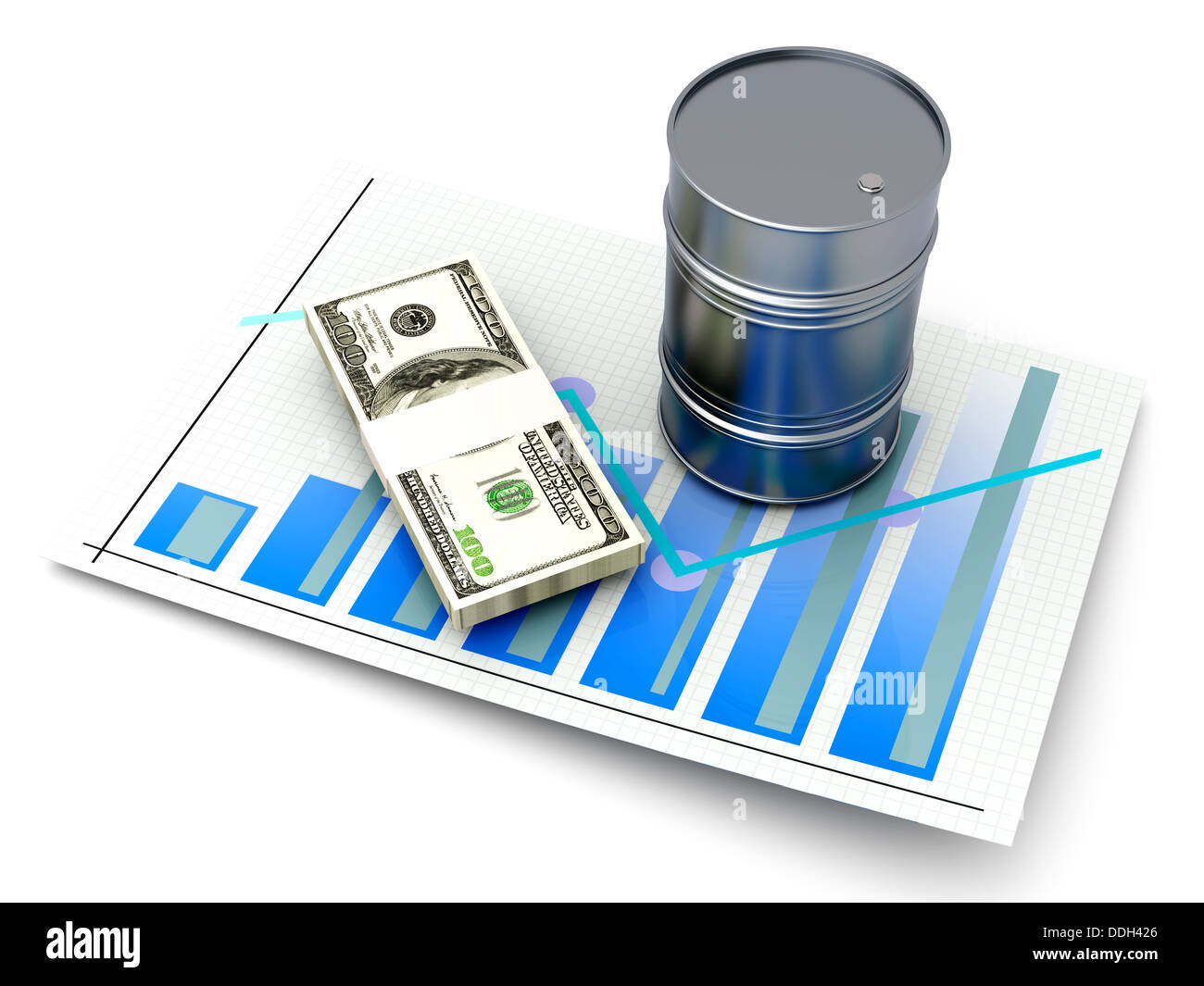 Oil performance in the commodity market. 3d rendered Illustration ...