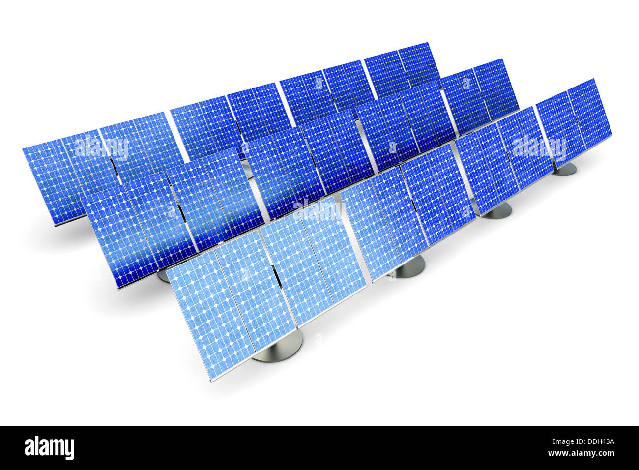 3D rendered Illustration. A line of solar panels, isolated on white ...