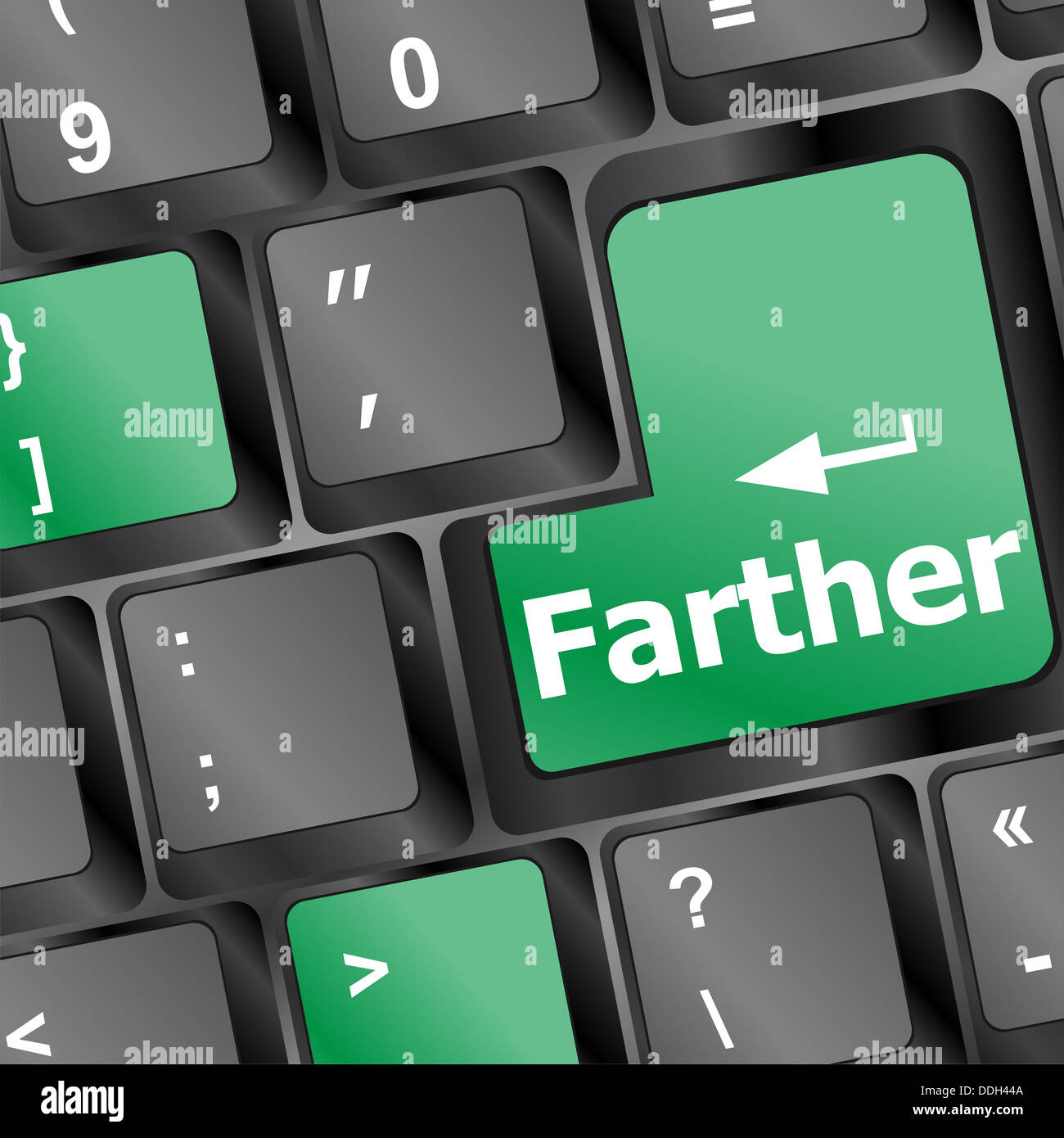 Keyboard with farther text on enter button Stock Photo - Alamy