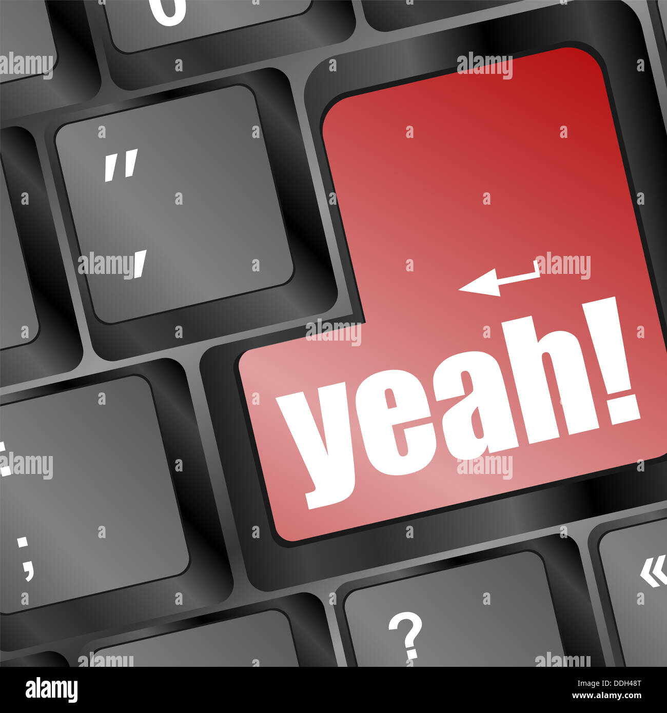 yeah word button on keyboard with soft focus Stock Photo - Alamy