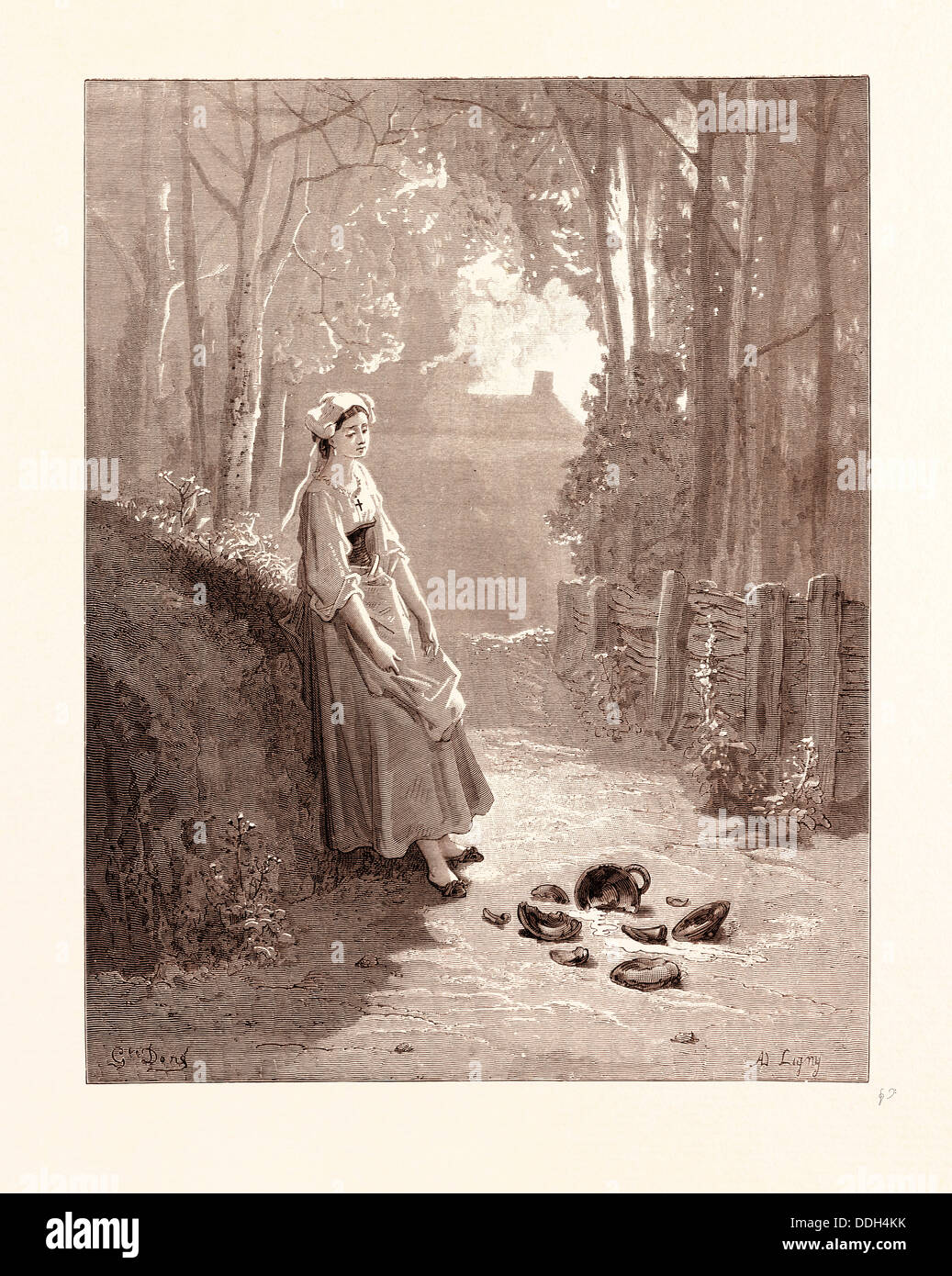 THE MILKMAID AND THE MILK-PAIL, BY GUSTAVE DORE Stock Photo - Alamy