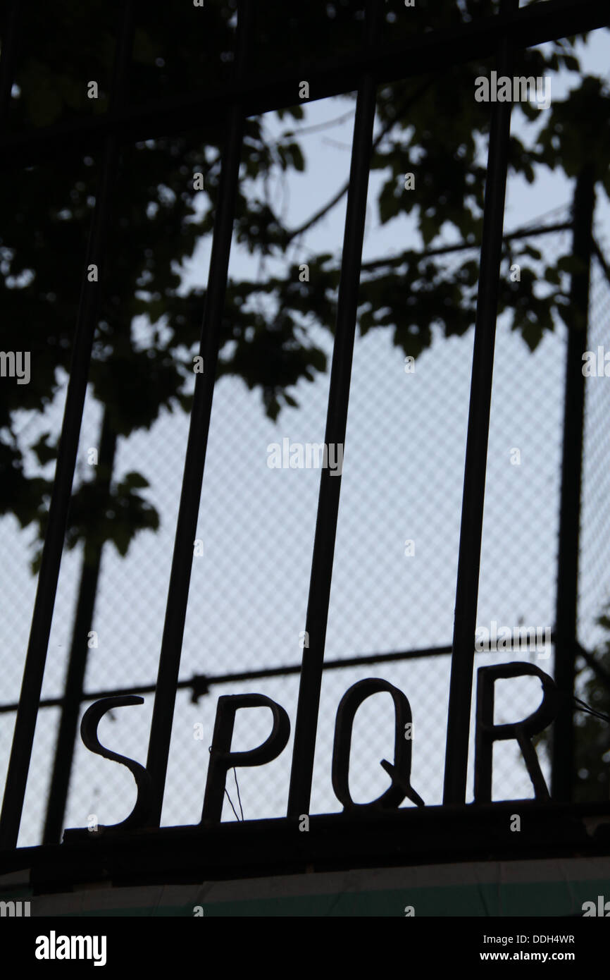 spqr symbol on fence in rome italy Stock Photo - Alamy