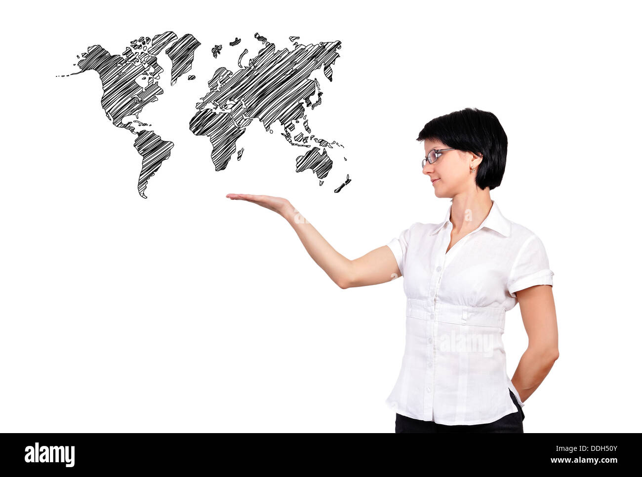 Woman with map Cut Out Stock Images & Pictures - Alamy