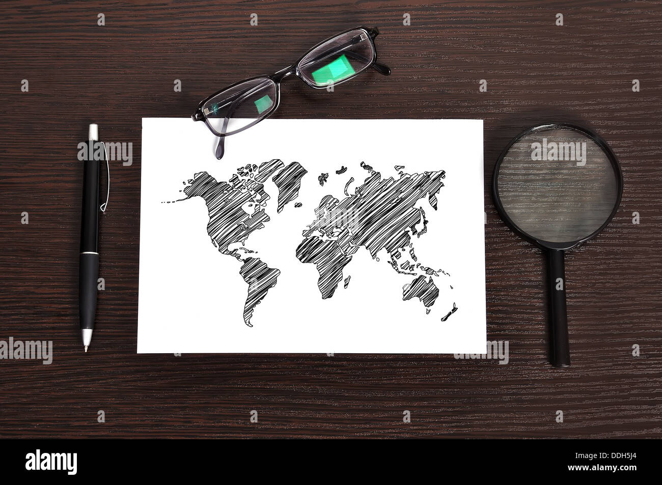 world map on paper Stock Photo - Alamy