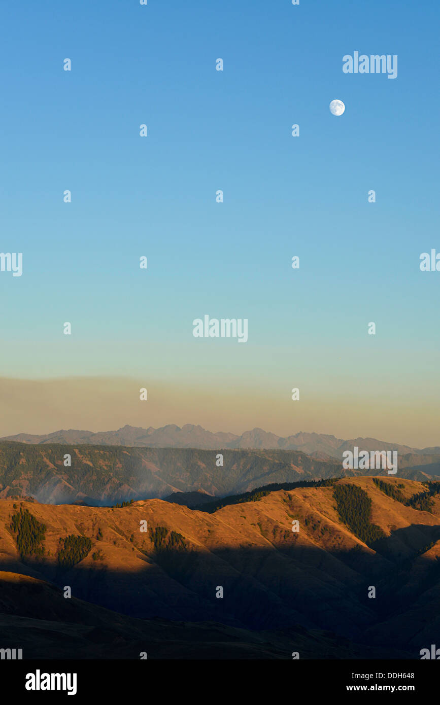 Smoke rising from a forest fire in Hells Canyon, Oregon. The Seven ...