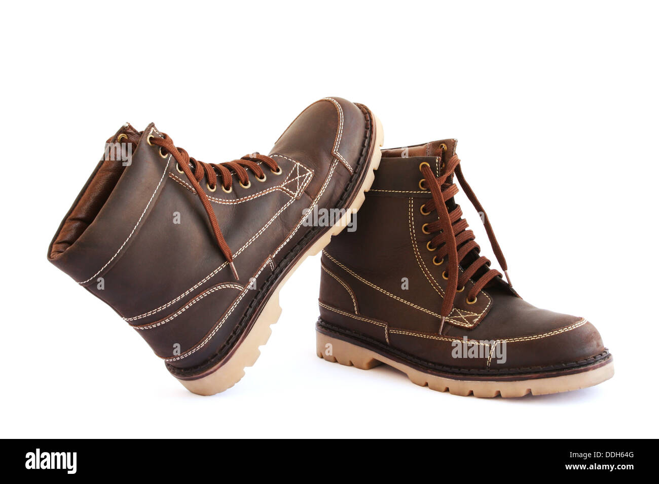 Brown boots isolated on white background Stock Photo - Alamy
