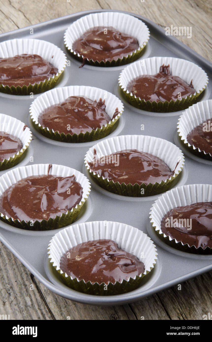 chocolate cupcake dough before baking Stock Photo - Alamy