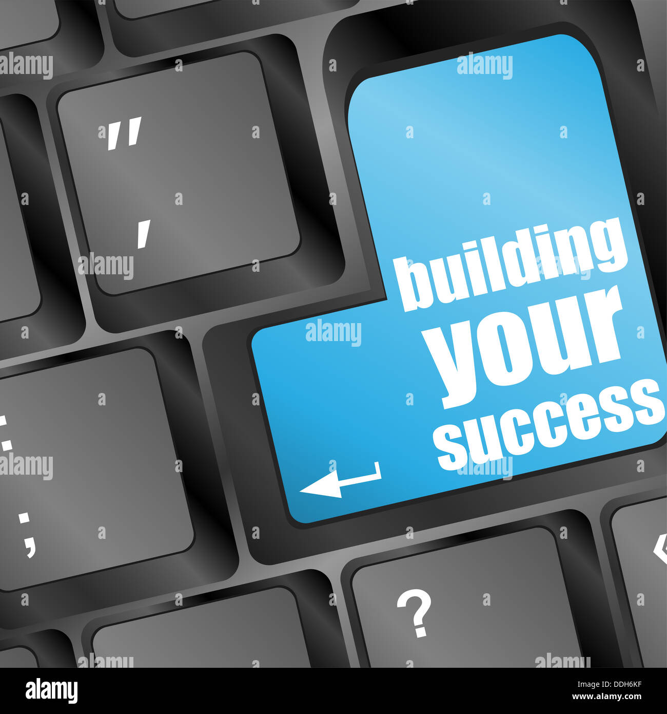 building your success words on button or key showing motivation for job ...