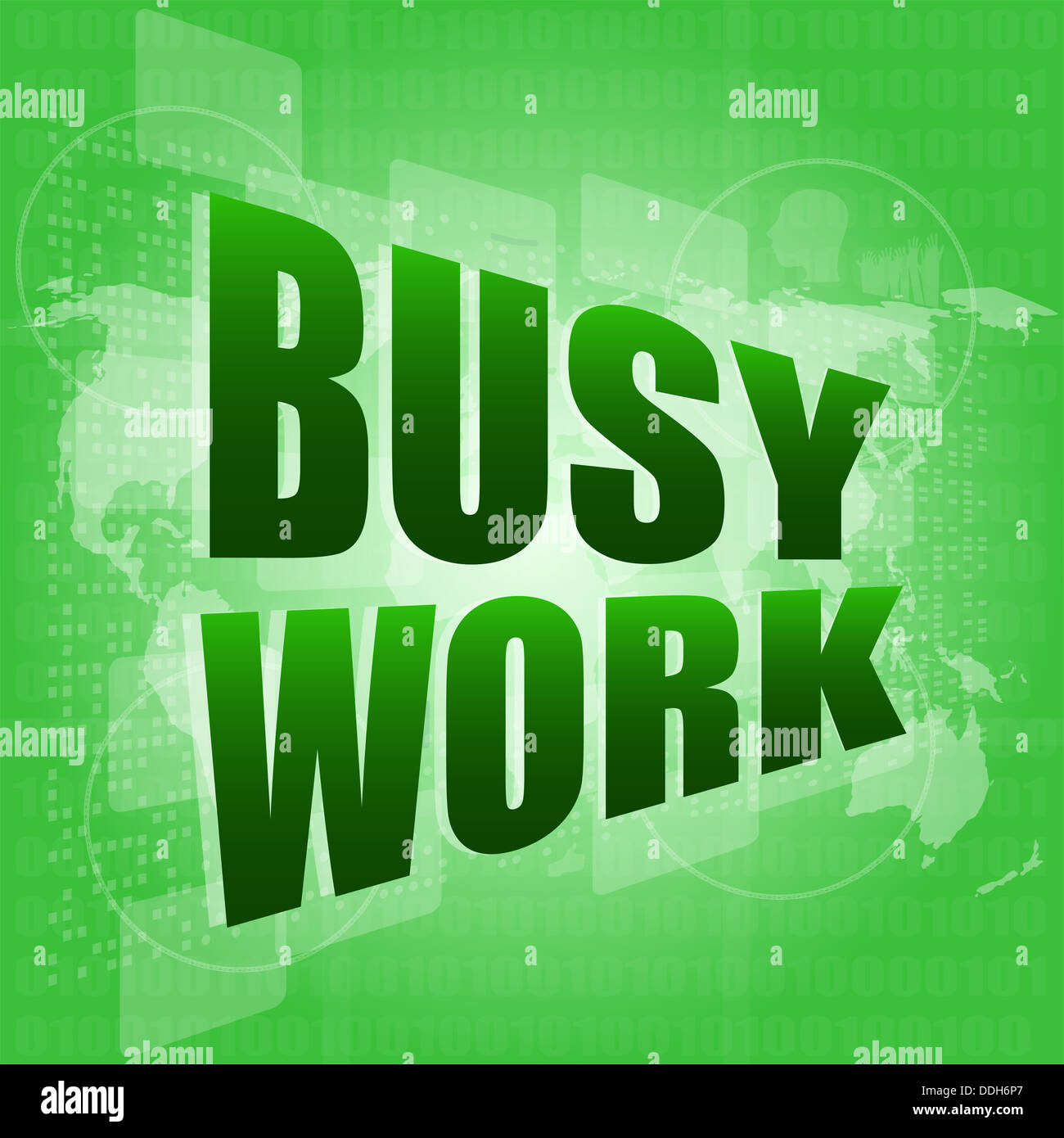 busy work words information button on a touch screen interface Stock ...