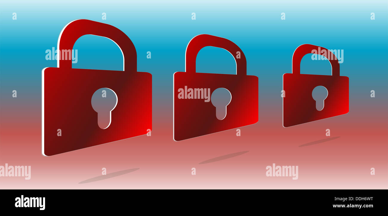 Security concept: set of red padlocks on abstract background Stock ...