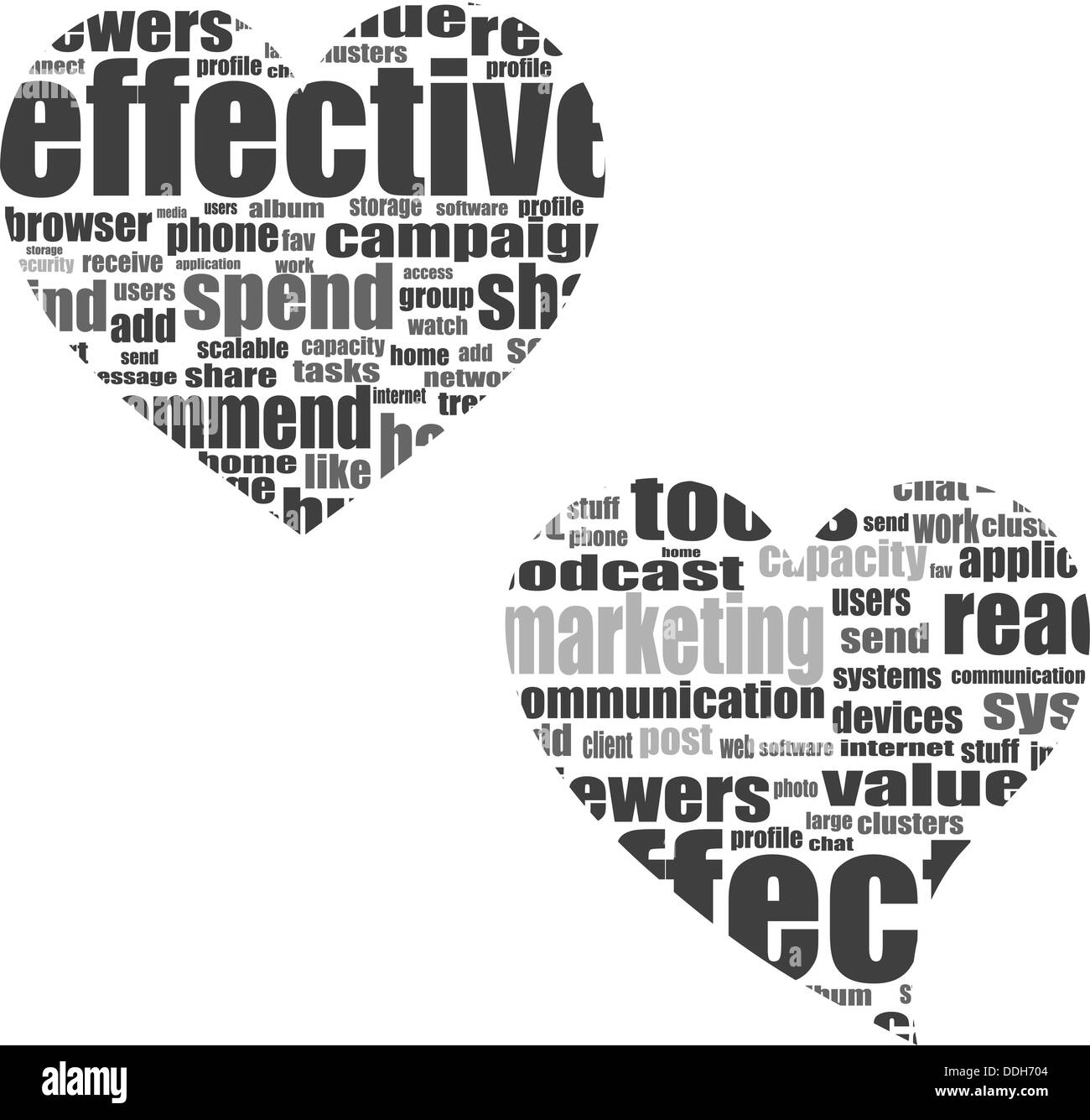 Marketing. Word collage set in heart shape Stock Photo - Alamy