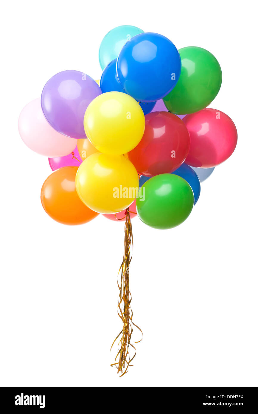 color balloons isolated on white Stock Photo - Alamy