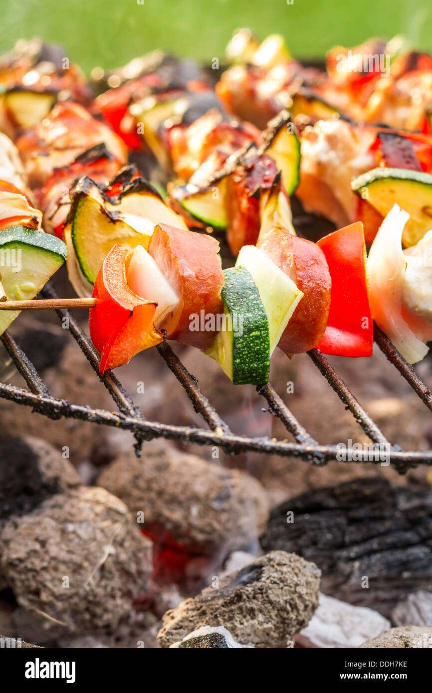 Meat vegetables roasted on fire hi-res stock photography and images - Alamy