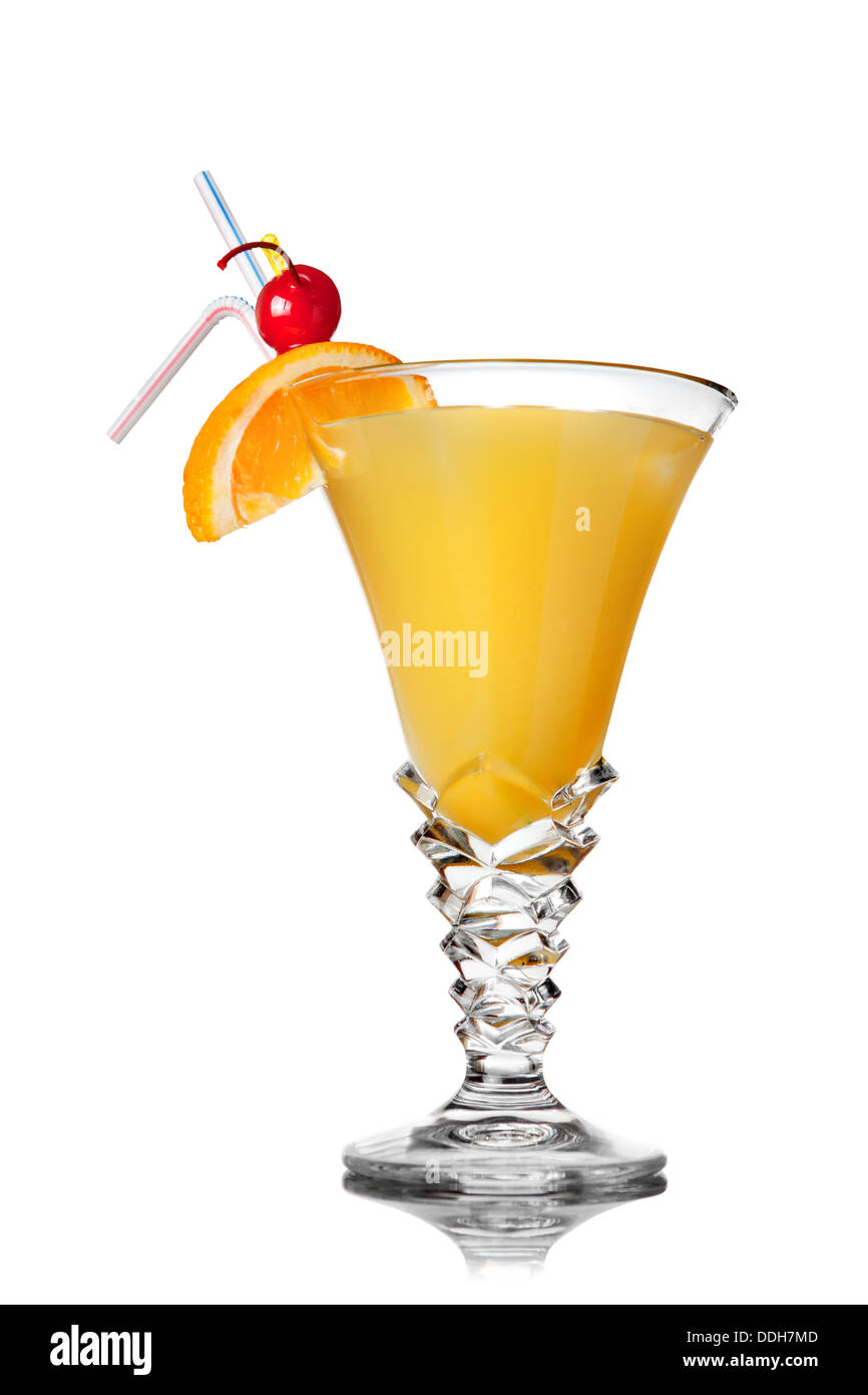 yellow cocktail isolated on white Stock Photo - Alamy