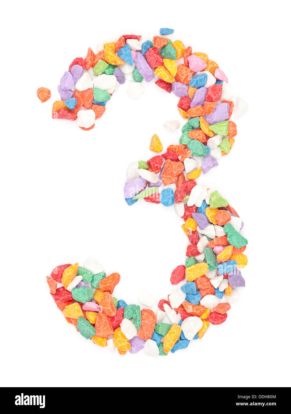 number 3 made form colour ful stone Stock Photo - Alamy