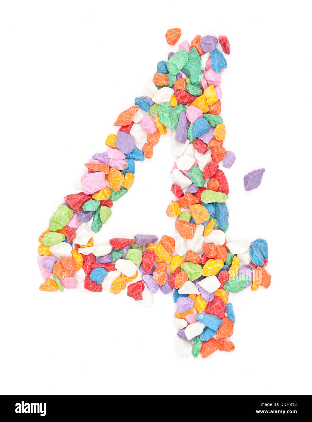 number 4 made form colour ful stone Stock Photo - Alamy