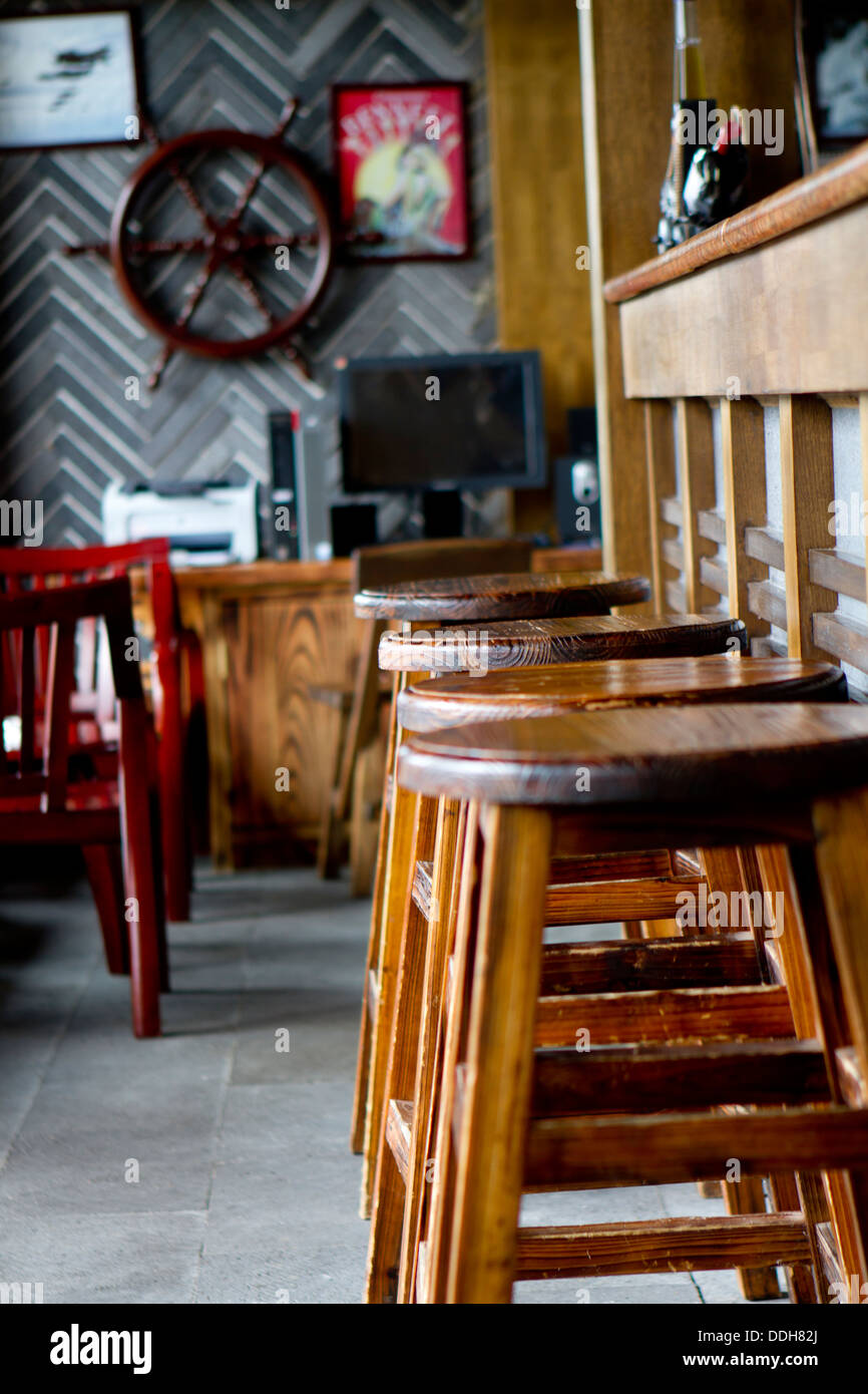 Stools in a bar Stock Photo - Alamy