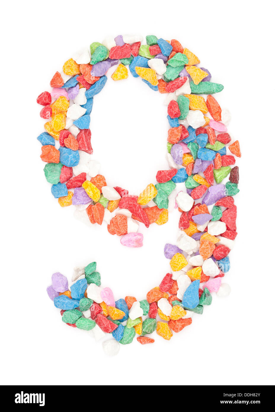 number 9 made form colourful stone Stock Photo - Alamy