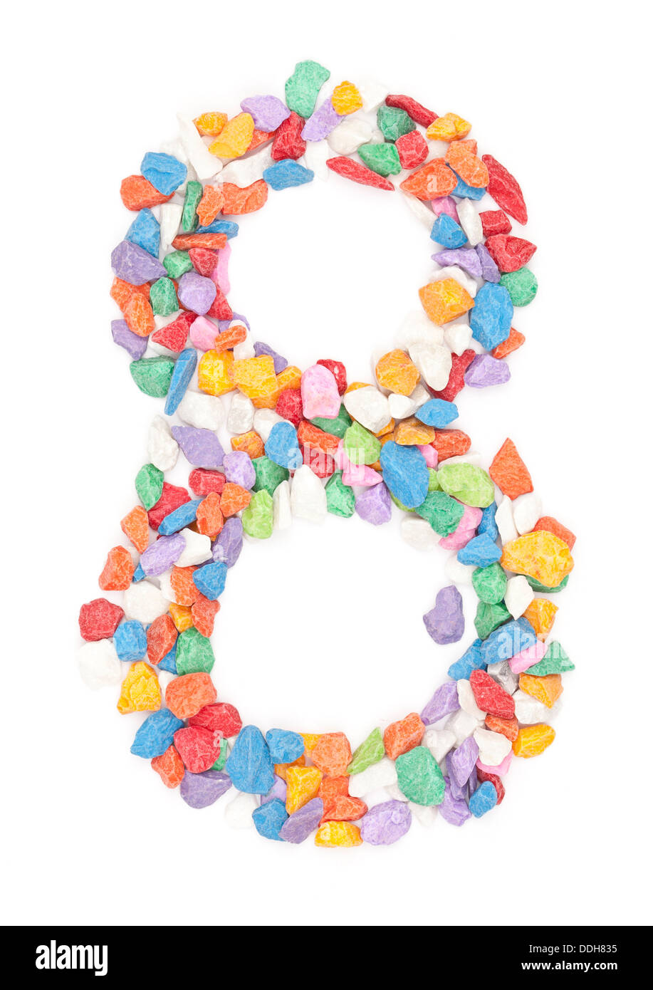 number 8 made form colour ful stone Stock Photo - Alamy