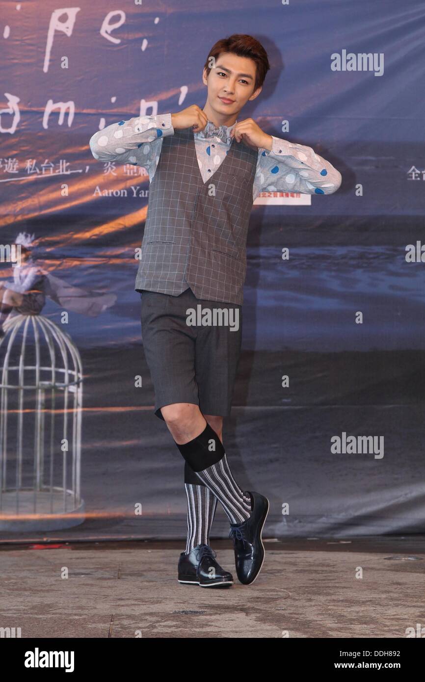 Taipei, China. 1st Sep, 2013. Singer Aaron promotes his first photobook ...