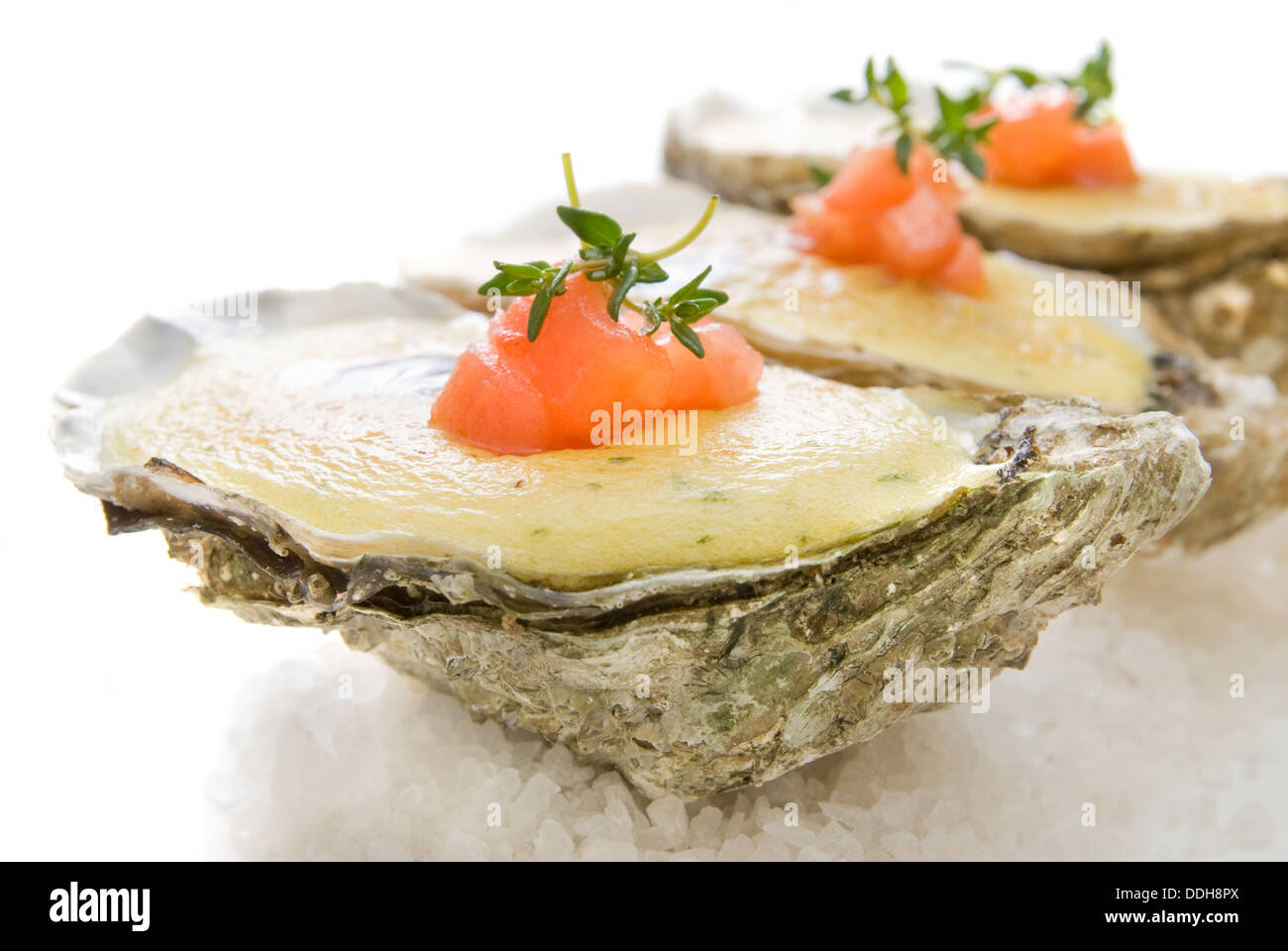 oysters with sauce Stock Photo - Alamy